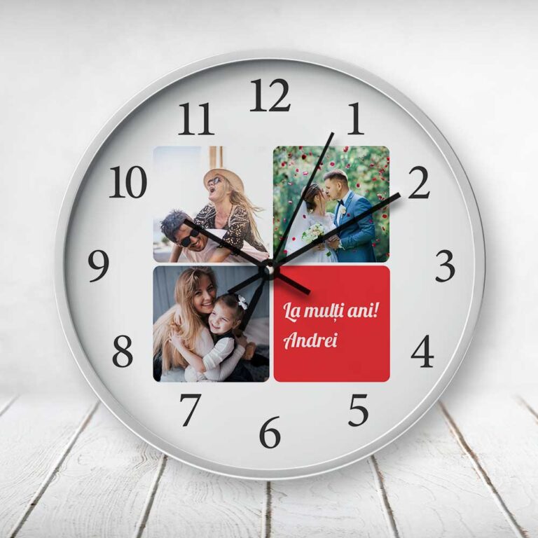 Ceas Personalizat cu 4 poze - Alege acum!
